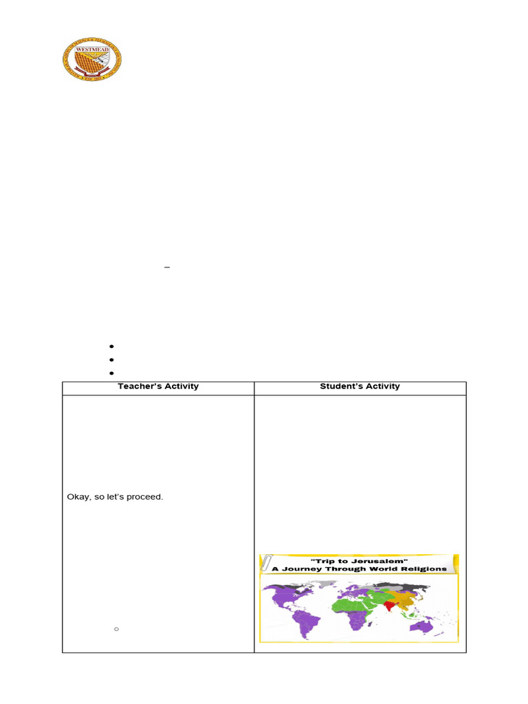 Detailed Lesson Plan in Introduction to World Religions and Belief ...