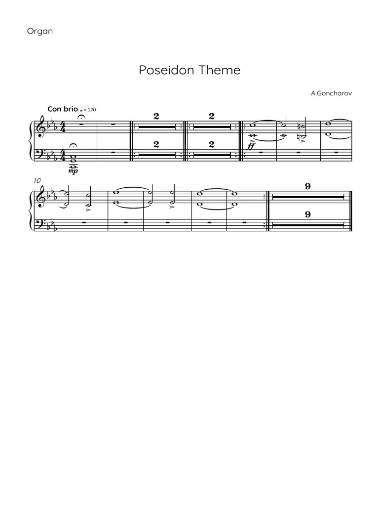 Poseidon Theme шторм - Organ | PDF