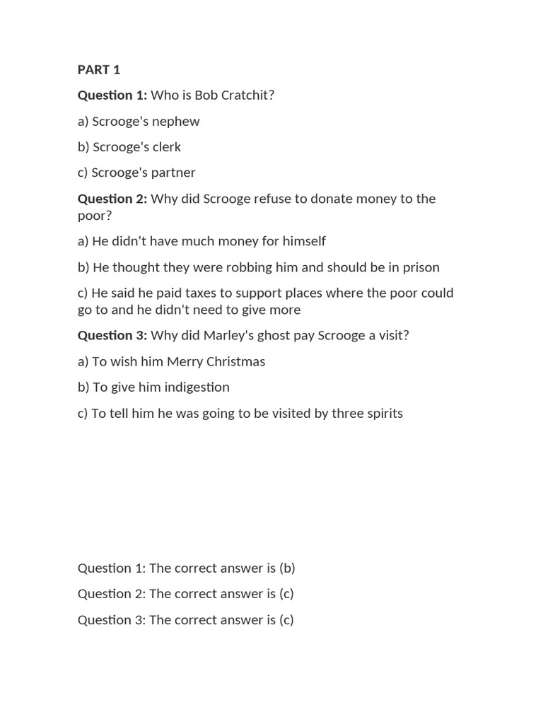 A Christmas Carol Quiz Questions | PDF
