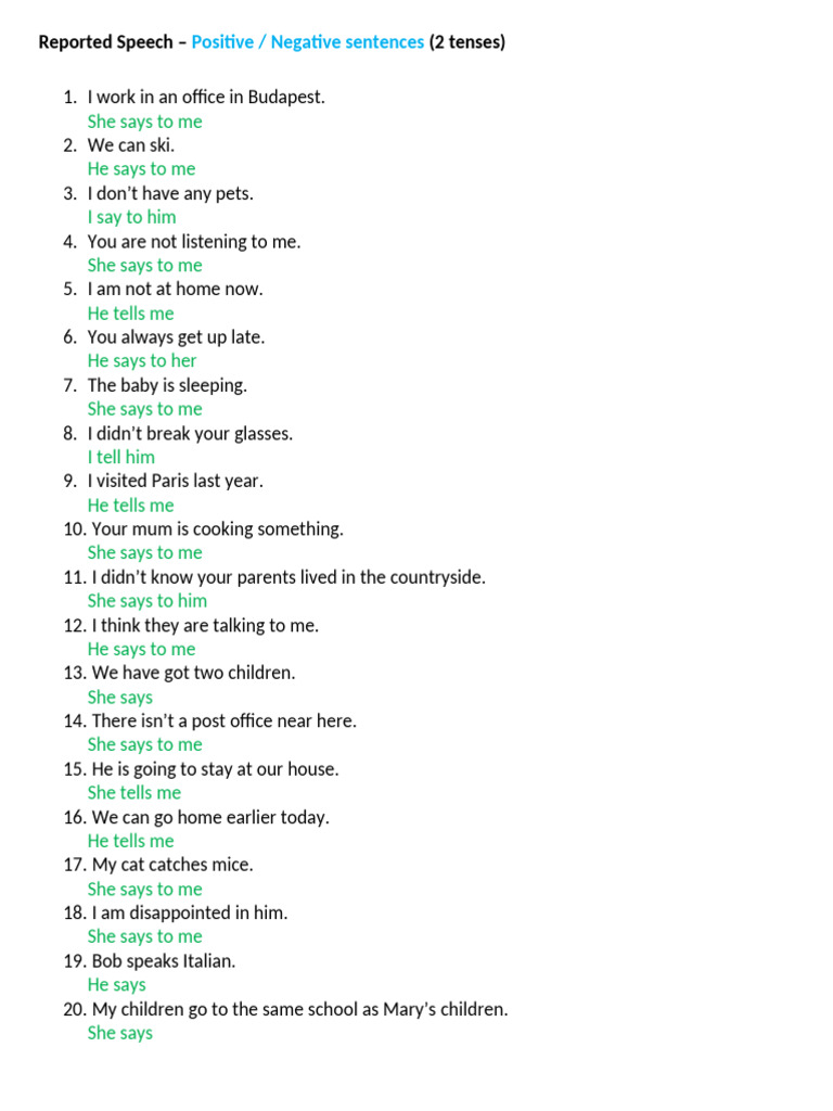 H_Reported Speech-Positive, Negative | PDF