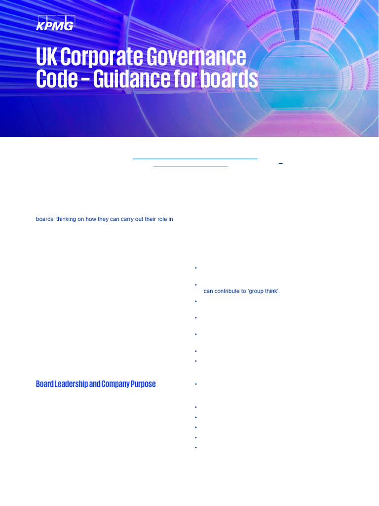 UK Corporate Governance Code Guidance 2024 | PDF | Internal Control | Risk