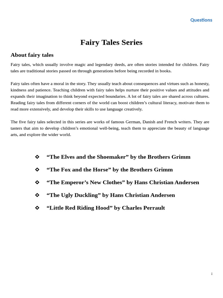 Fairy Tales for Children's Growth | PDF | Fairy Tales | Brothers Grimm