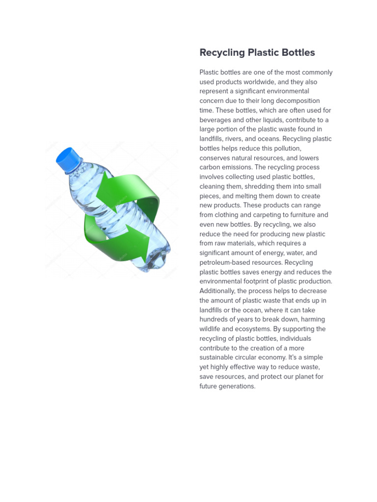 Benefits of Recycling Plastic Bottles | PDF