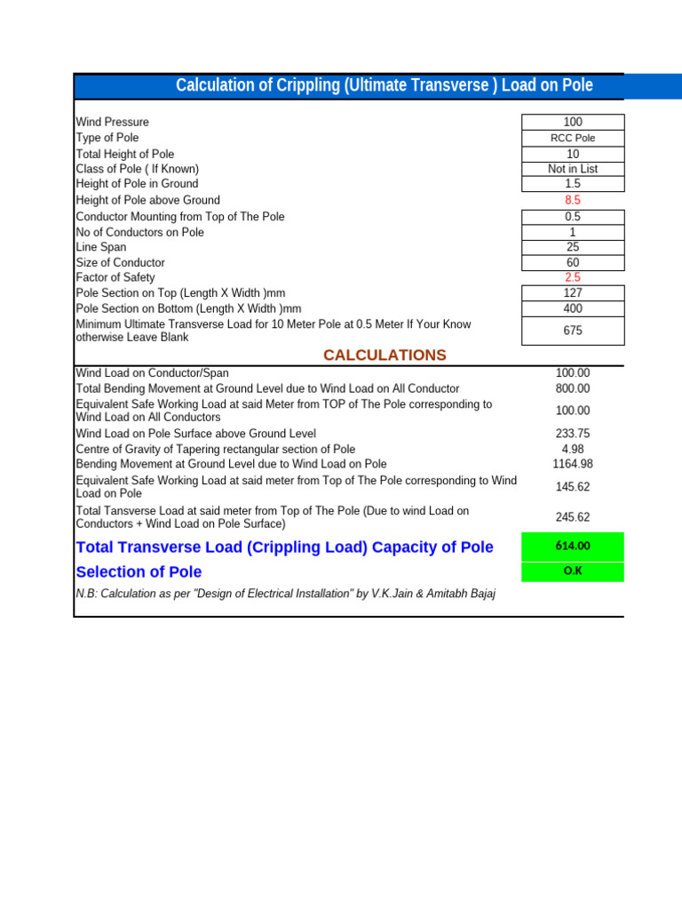 Pole Loading Calculation Guide | PDF | Wound | Electric Power