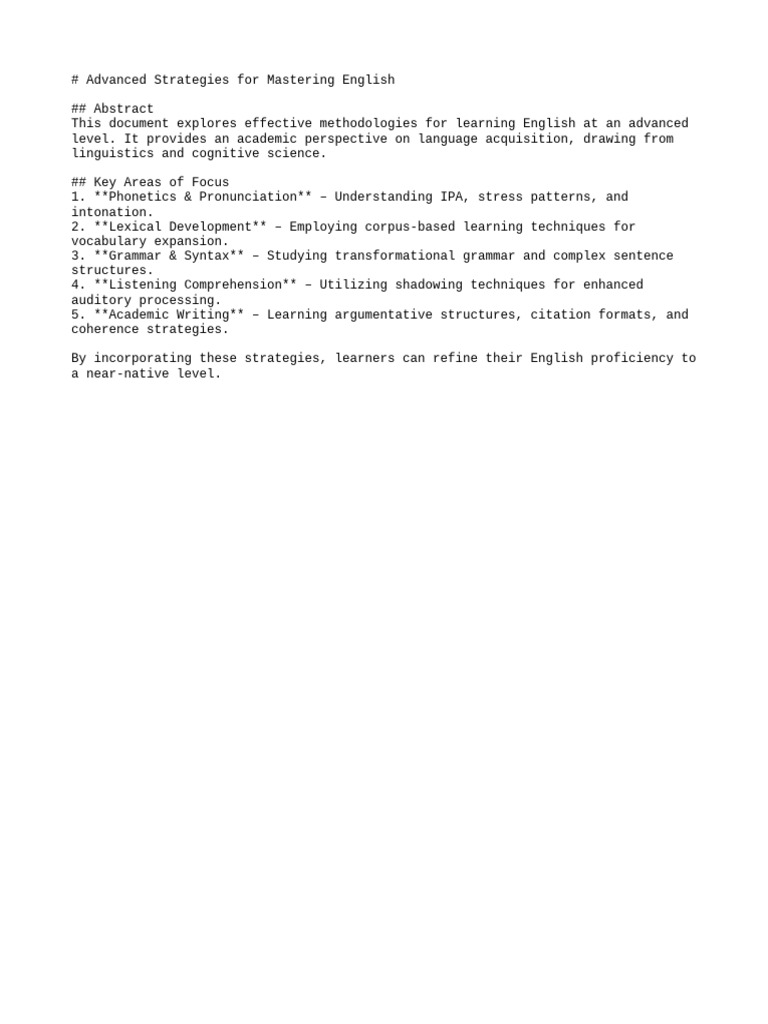 1 Advanced English Learning Strategies | PDF