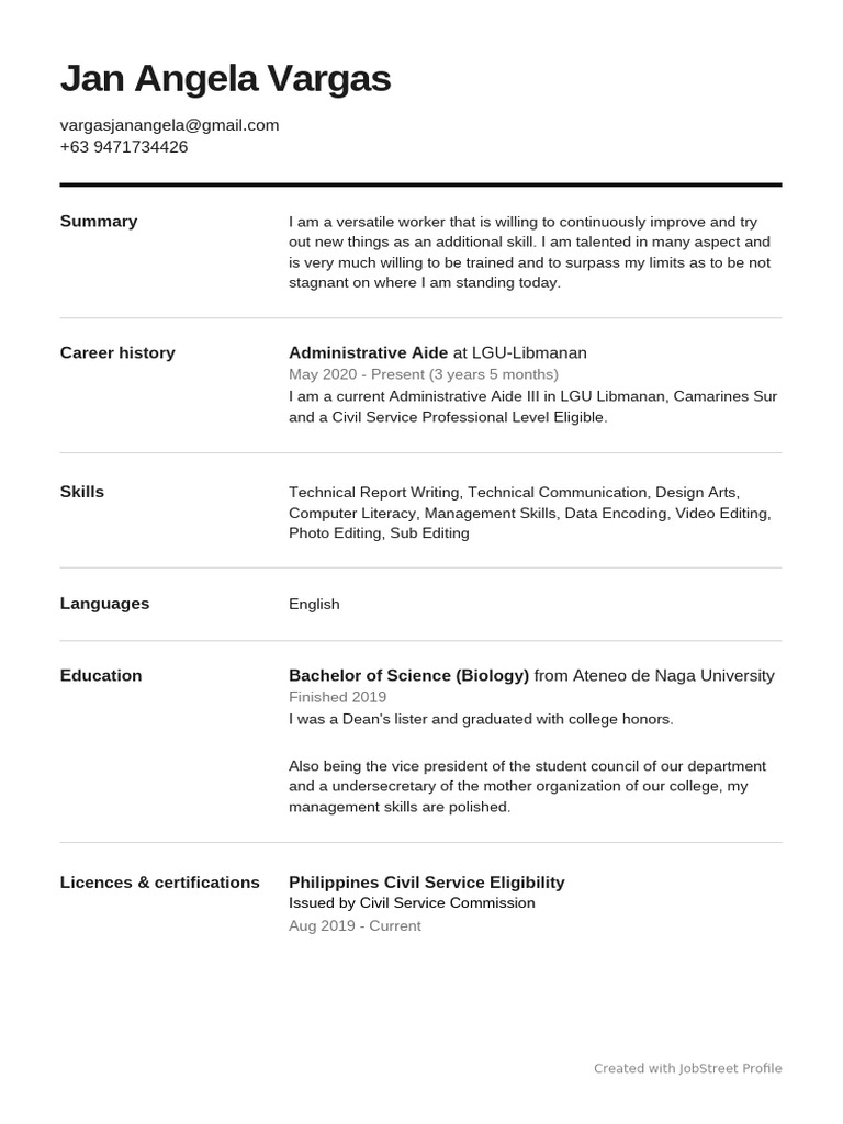 JVARGAS JobStreet Resume | PDF
