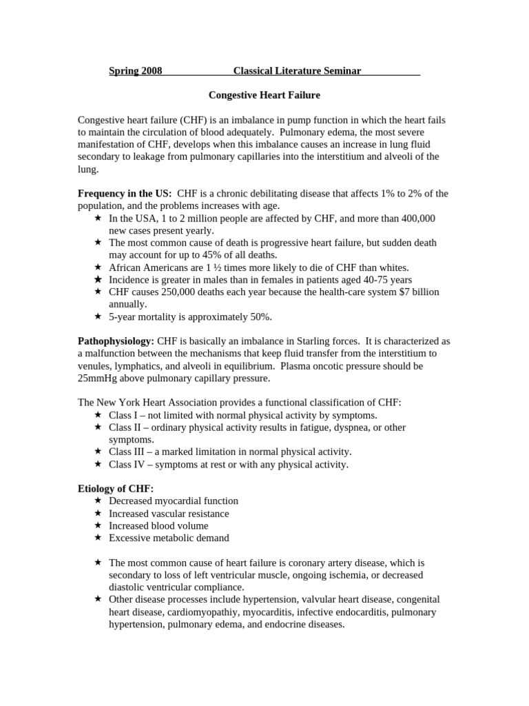 CHF - HO | PDF | Heart Failure | Edema