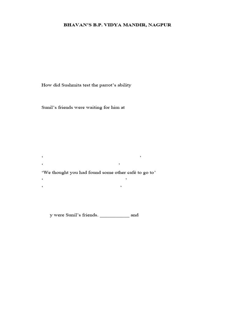 Std 5 - Karate Parrot Worksheet | PDF
