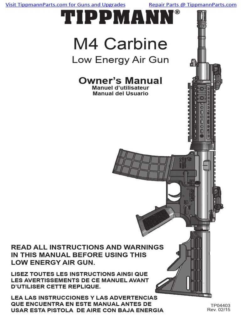 Tippmann M4 Carbine Airsoft Manual TPL | PDF | Trigger (Firearms) | Magazine (Firearms)