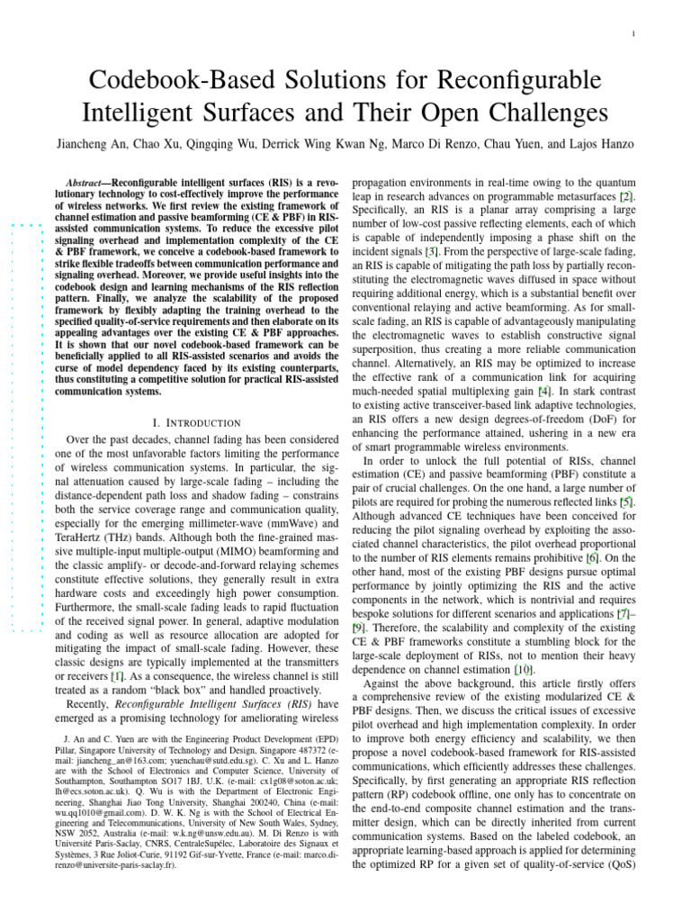 Codebook-Based Solutions For Reconfigurable | PDF | Mimo | Telecommunications Engineering