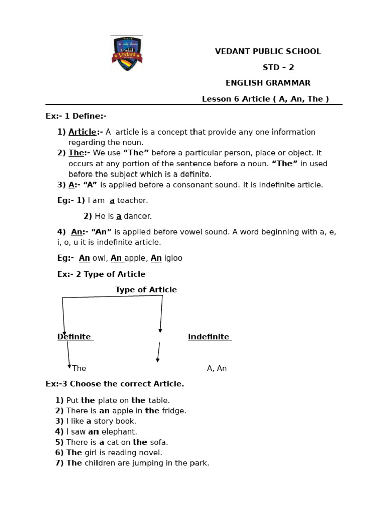 STD 2 English Grammar Unit - 6 | PDF