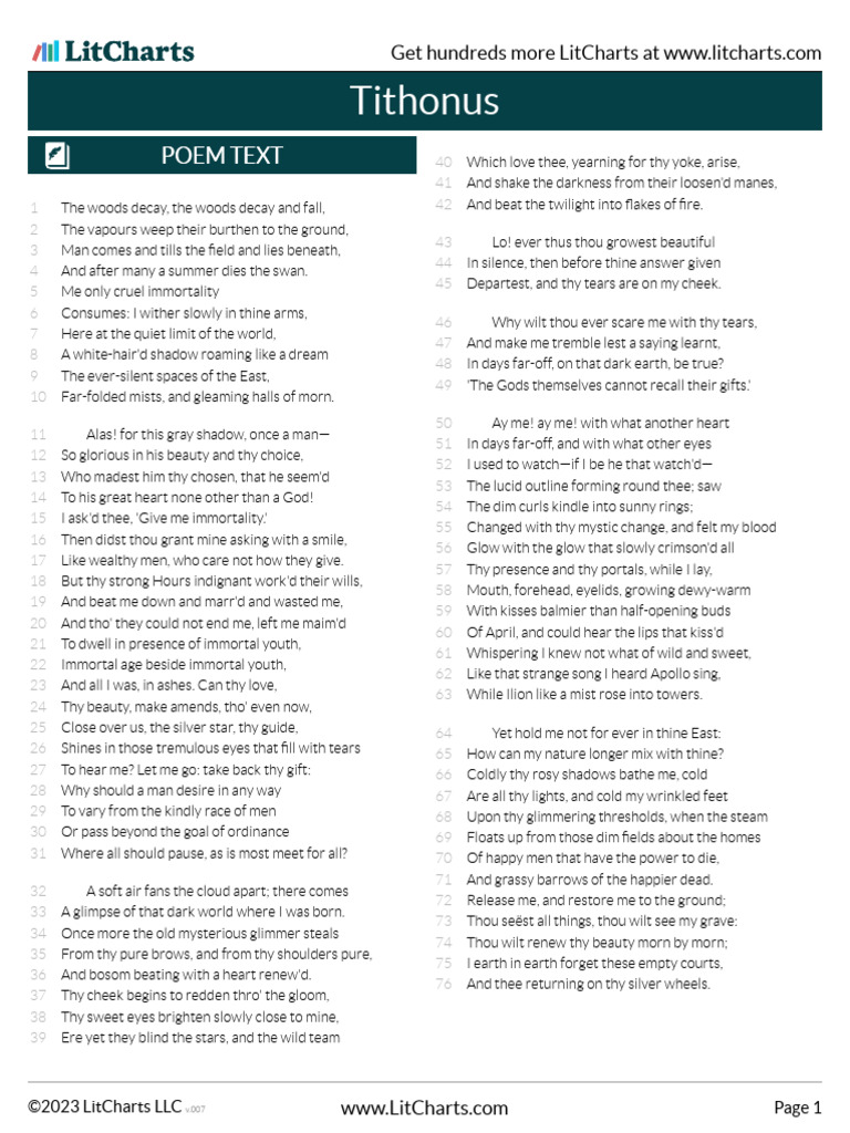 LitCharts Tithonus | PDF