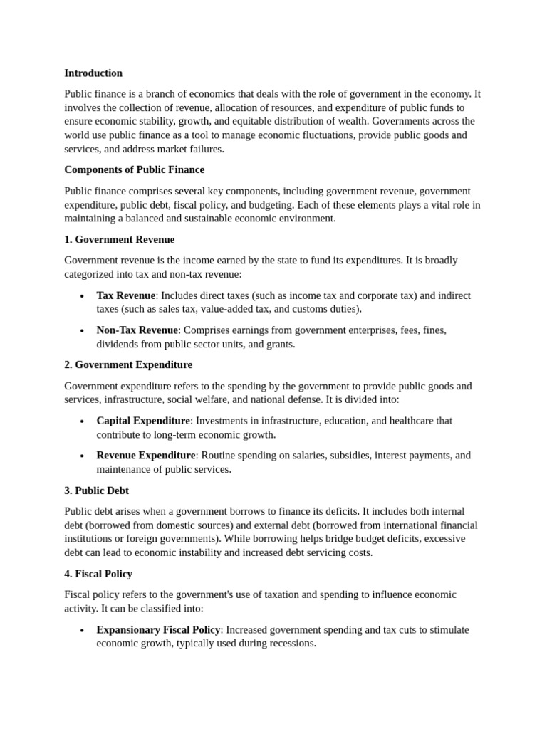Understanding Public Finance Essentials | PDF | Public Finance ...