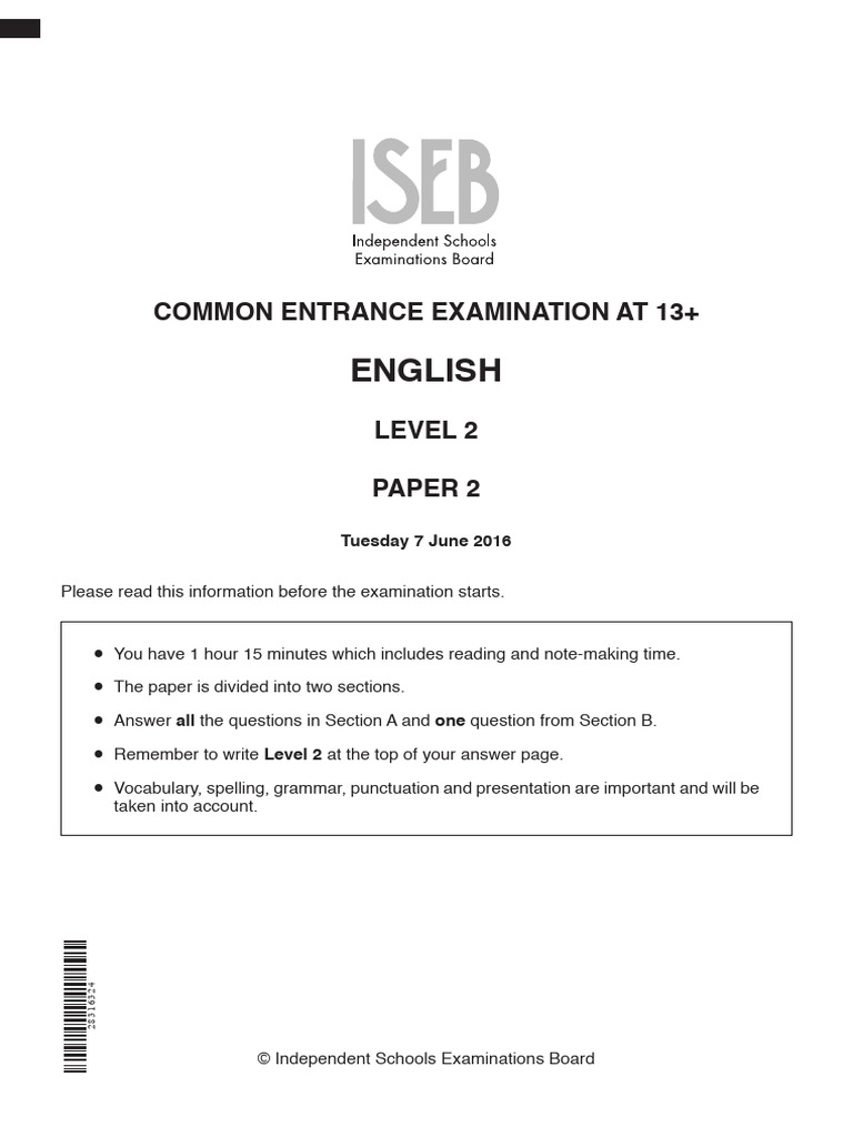 13 English Level 2 Paper 2 | PDF