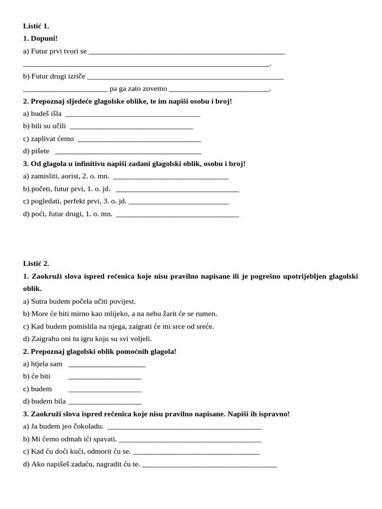 Glagoli - Listici | PDF