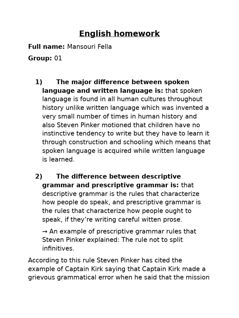 Homework Psycholinguistics Solution | PDF | Grammar | Linguistics