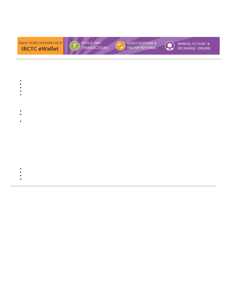 IRCTC eWallet Limit and Features | PDF