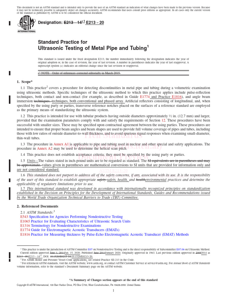 ASTM-E213-20 | PDF | Nondestructive Testing | Pipe (Fluid Conveyance)