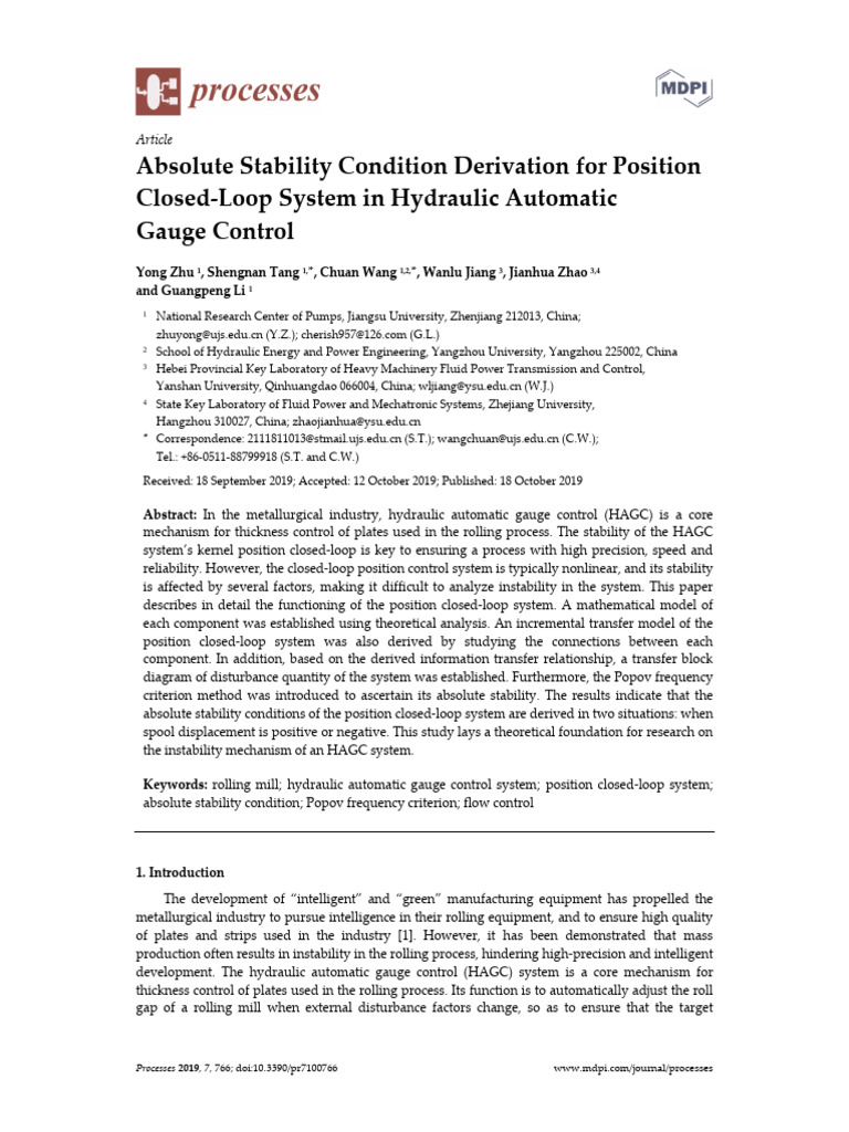 Absolute_Stability_Condition_Derivation_for_Positi | PDF | Feedback | Control Theory