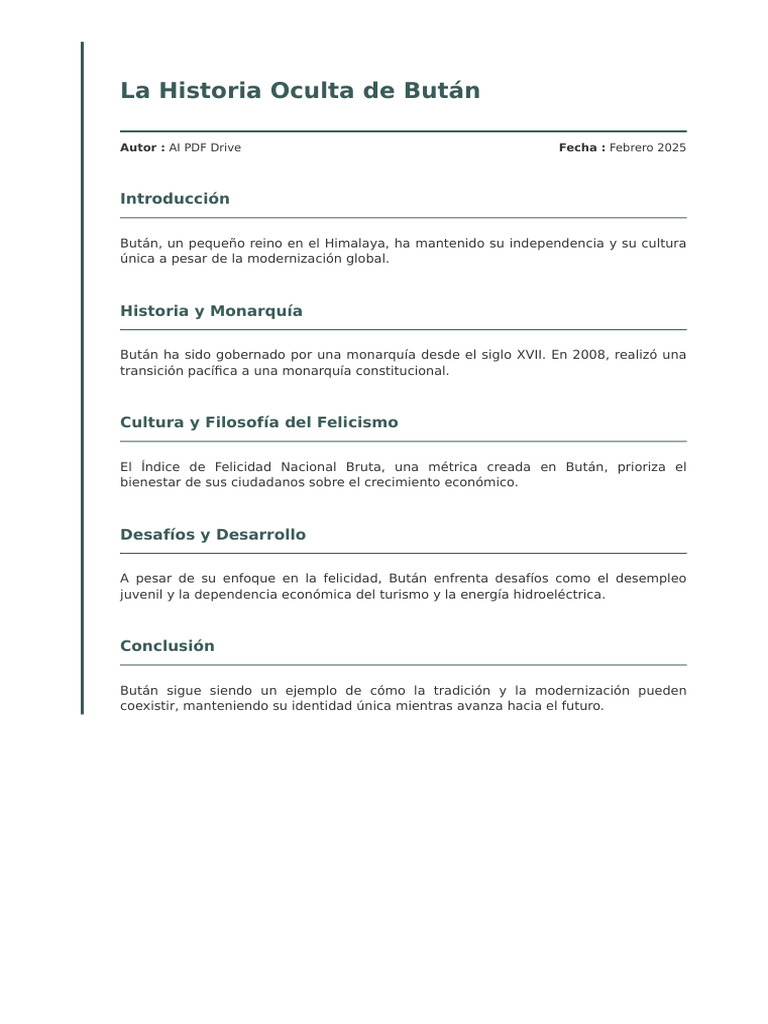 La Historia Oculta de Bután | PDF