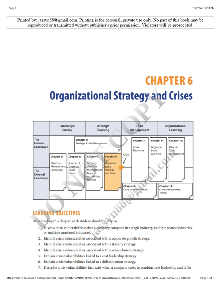 Crisis Manangement Chapters 6 & 7 | PDF