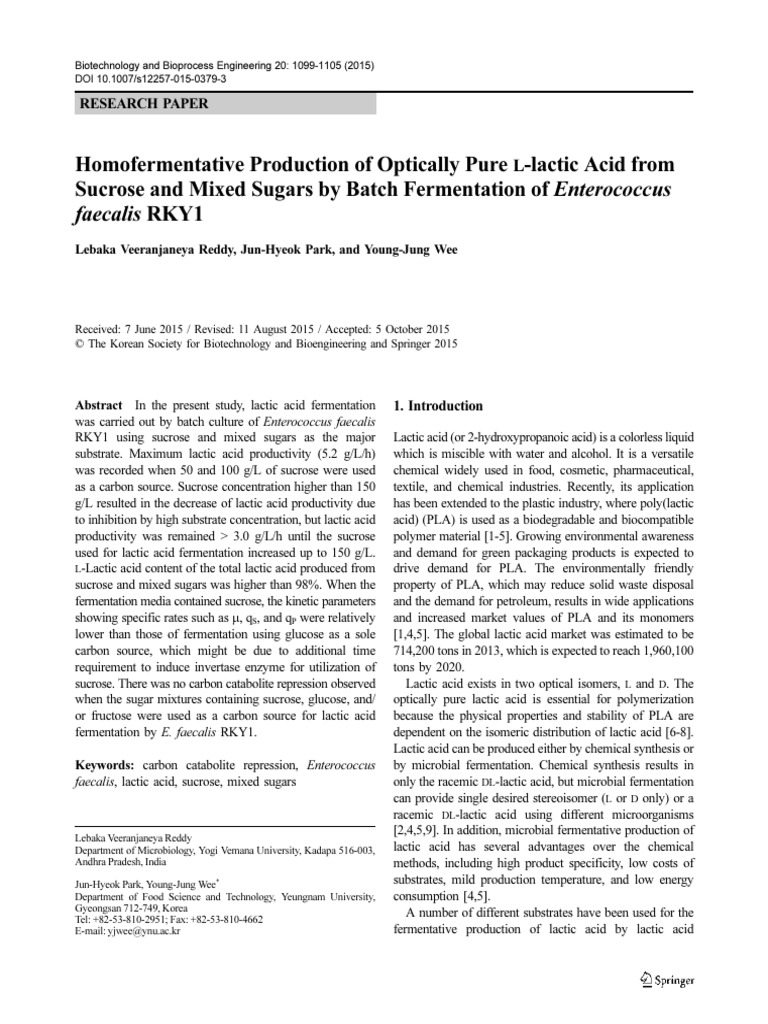 L-Lactic Acid Homofermentative | PDF | Sucrose | Fructose