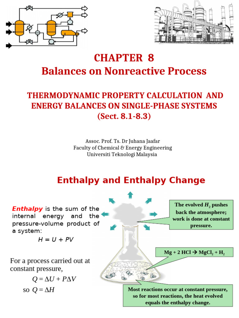 Lecture Note Chap - 8.1-8.3 - 1819I (3) (Autosaved) | PDF | Enthalpy | Gases