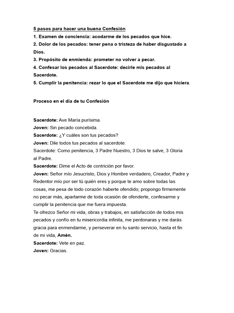 5 Pasos para Hacer Una Buena Confesión | PDF