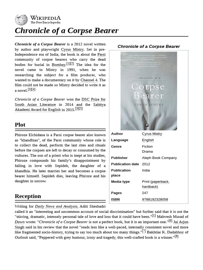 Chronicle of a Corpse Bearer Overview | PDF