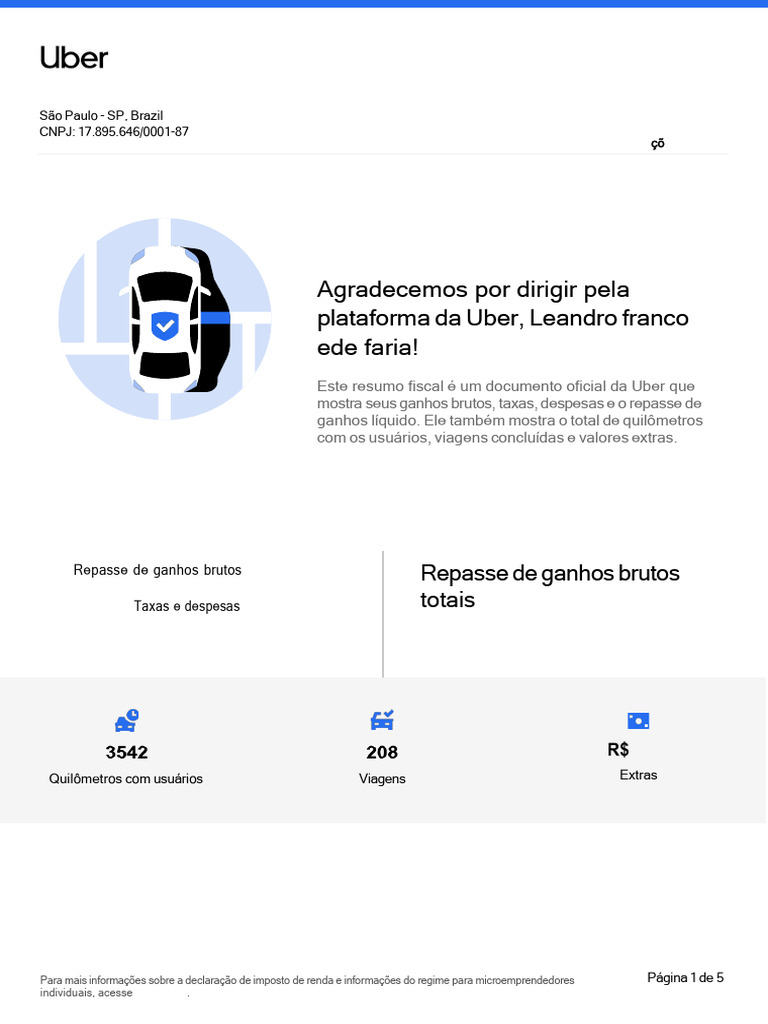 Uber Monthly Summary 2024 December (1) | PDF | Imposto de Renda | Impostos