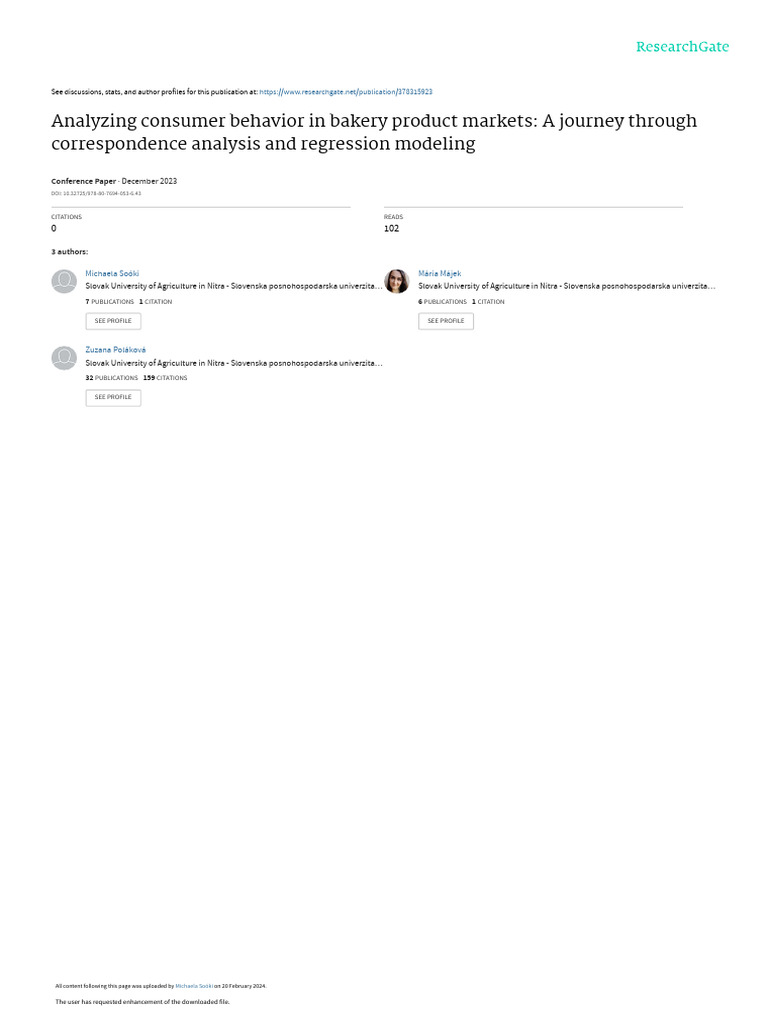 Analyzing Consumer Behavior in Bakery Product Markets | PDF | Matrix ...