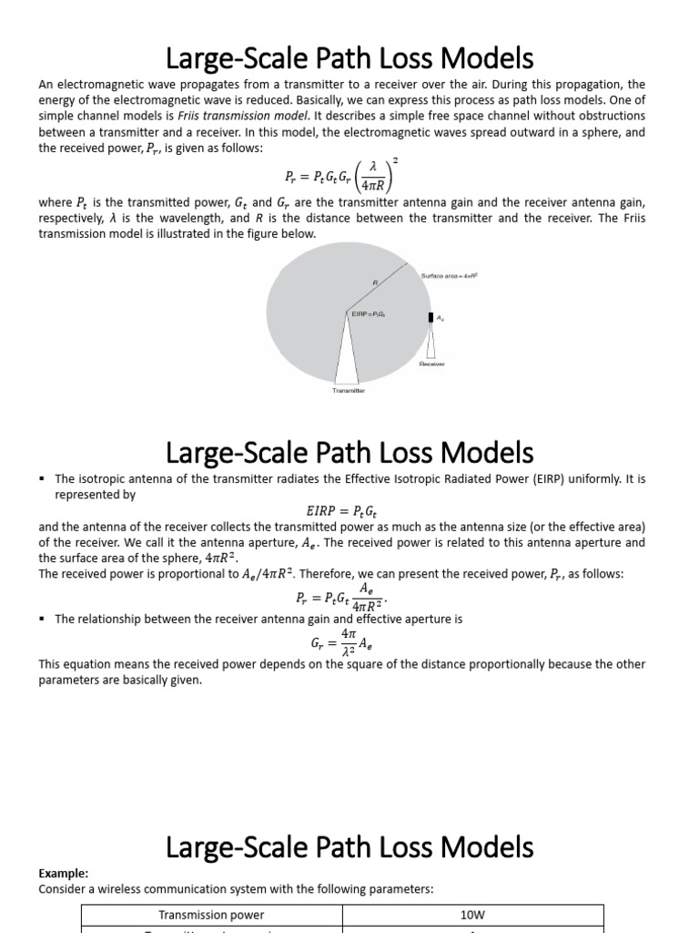 Large‐Scale Path Loss Models | PDF | Antenna (Radio) | Waves