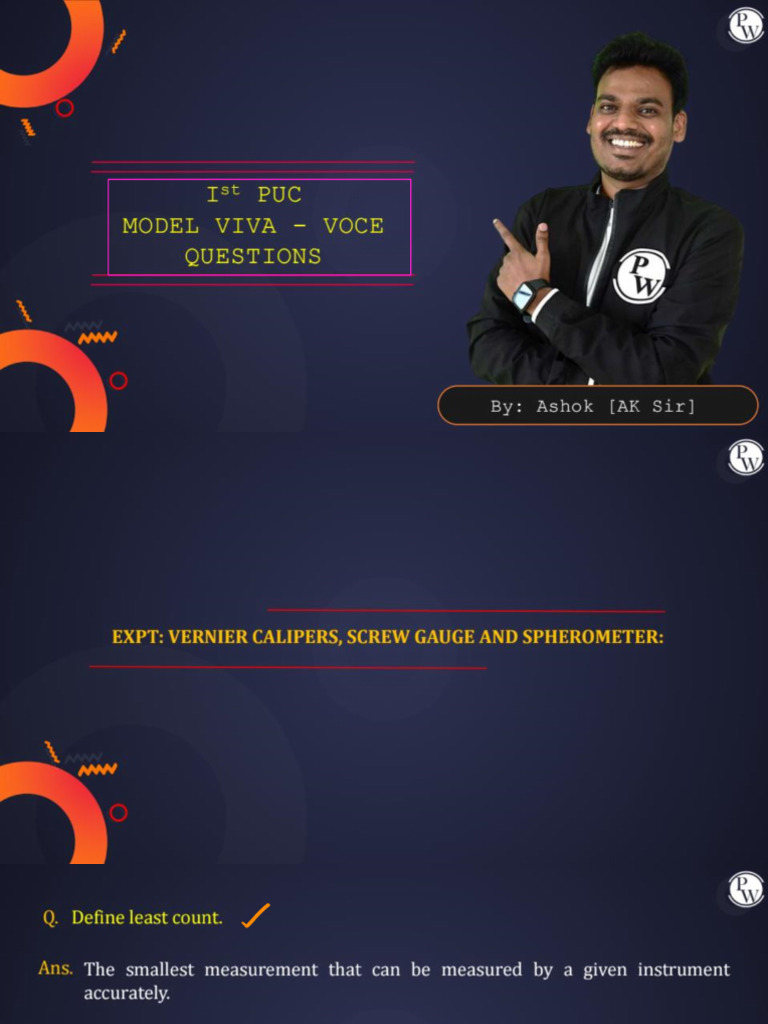 1st PUC VIVA - VOCE - Physics - Ashok Sir - Notes | PDF