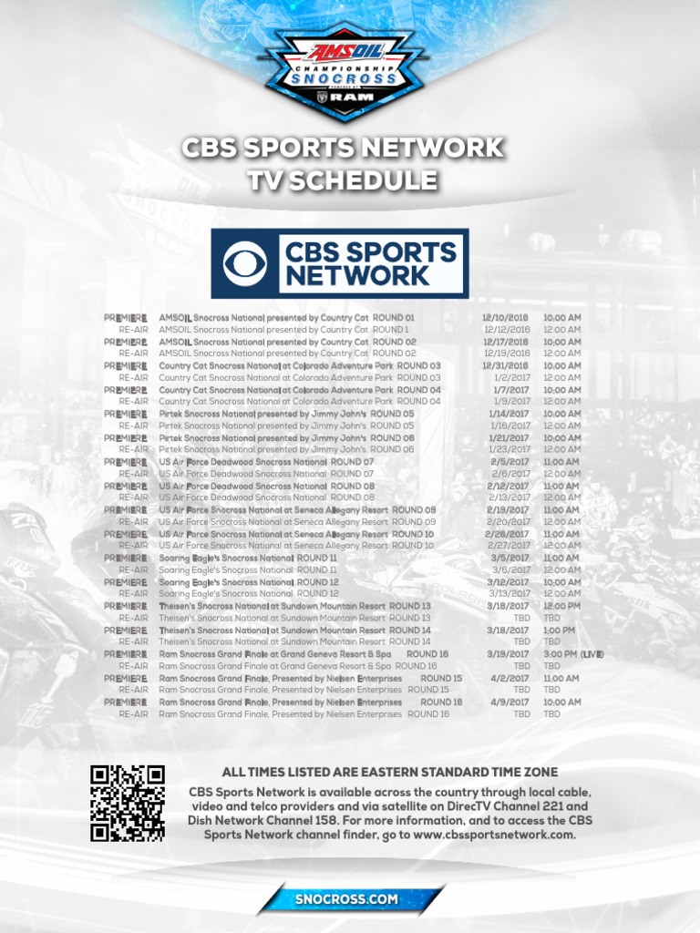 Snocross CBS Sport Schedule | PDF | Information And Communications ...