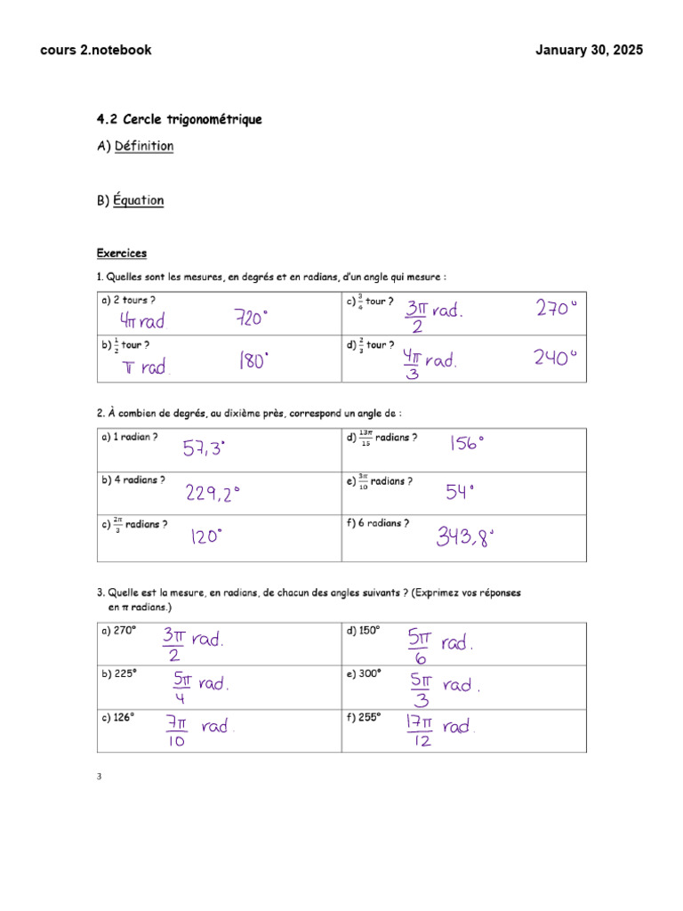 Corrigé Cours 1 (P. 3 À 5) Math sn5 AB | PDF