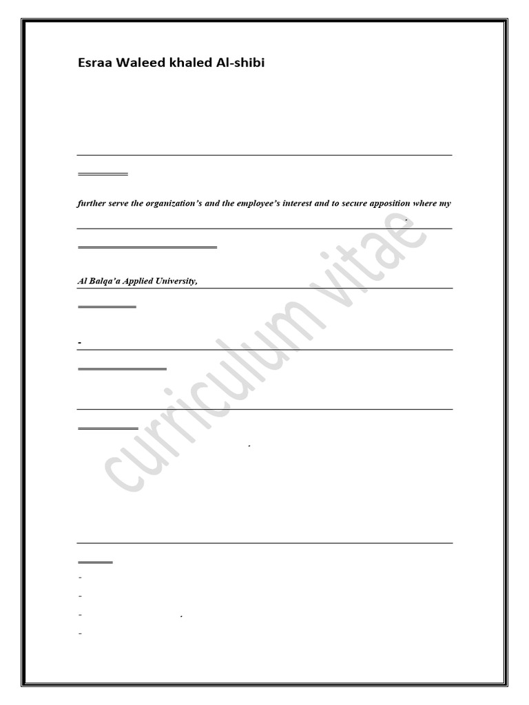 Esraa Waleed Khaled Al-Shibi: E: Objectiv | PDF