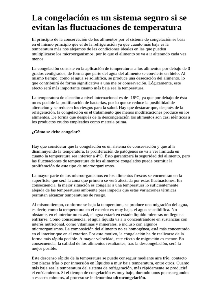 Congelación y conservación de alimentos | PDF | Agua | Alimentos