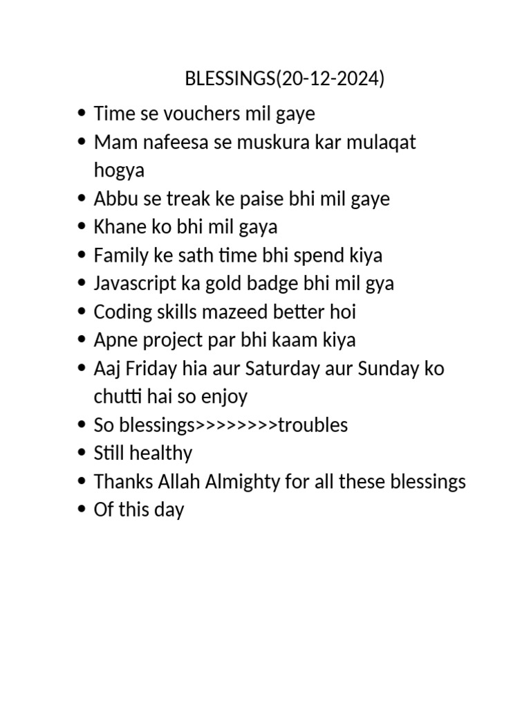 Blessings of 20-12-2024 | PDF