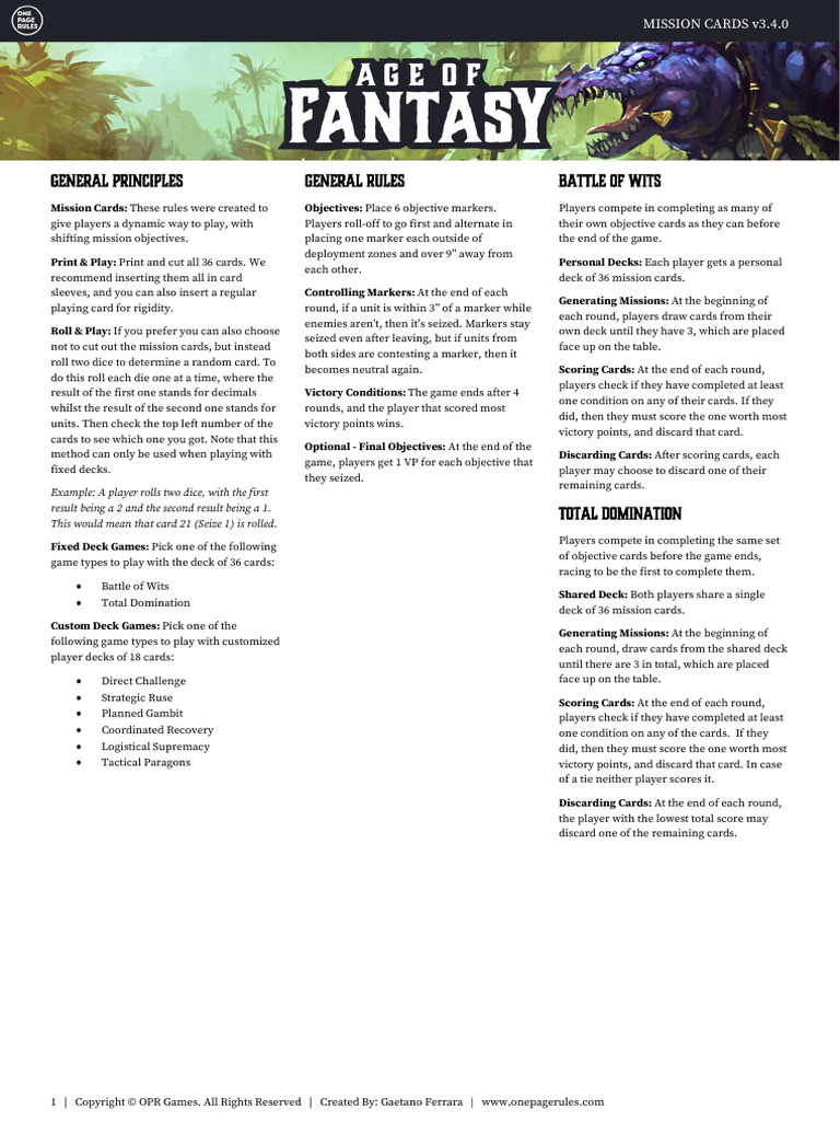 Mission Cards v3.4.0 | PDF | All Rights Reserved | Gaming