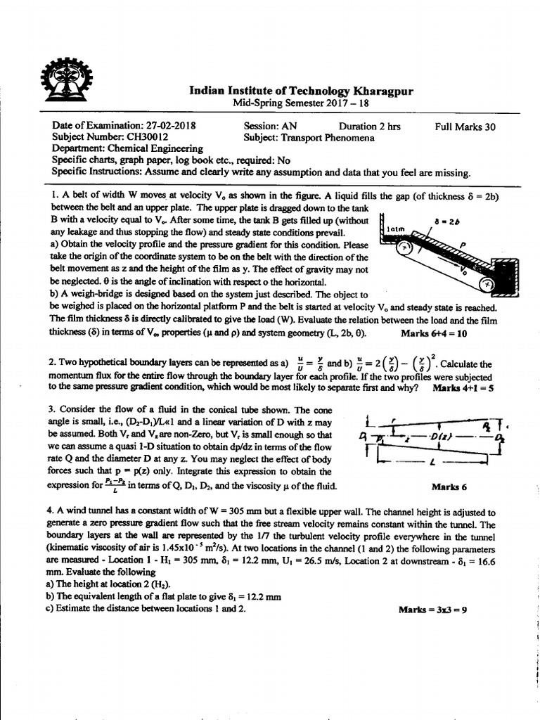 Ch30012 Transport Phenomena Pdf