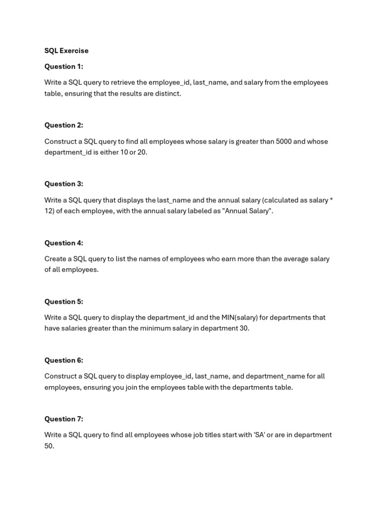 SQL Queries for Employee Data Analysis | PDF