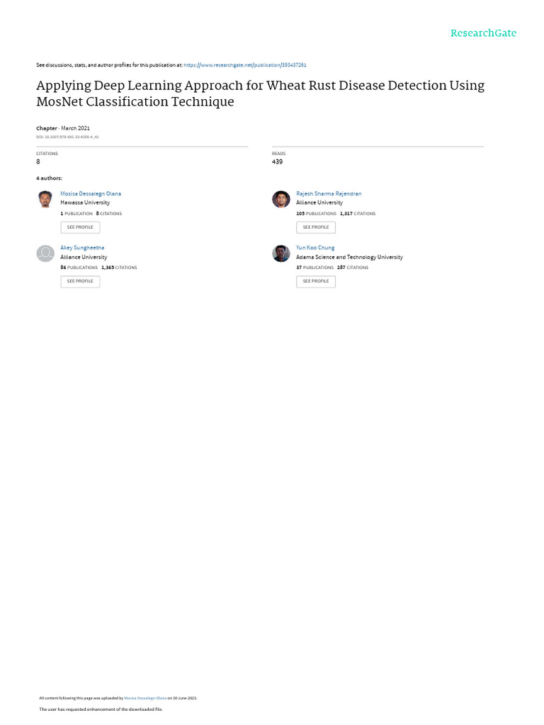 Applying Deep Learning Approach For Wheat Rust Disease | PDF | Wheat