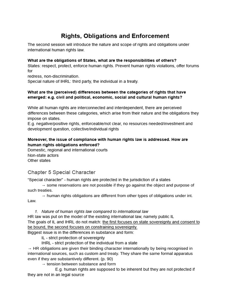 Rights, Obligations and Enforcement | PDF | International Law | Treaty