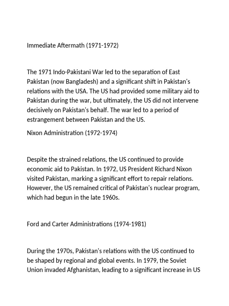 Evolution of Pakistan-US Relations | PDF