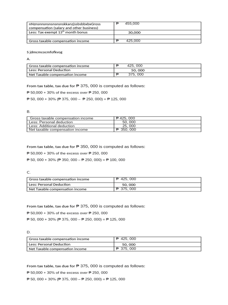 tax compu | PDF | Tax Deduction | Taxable Income