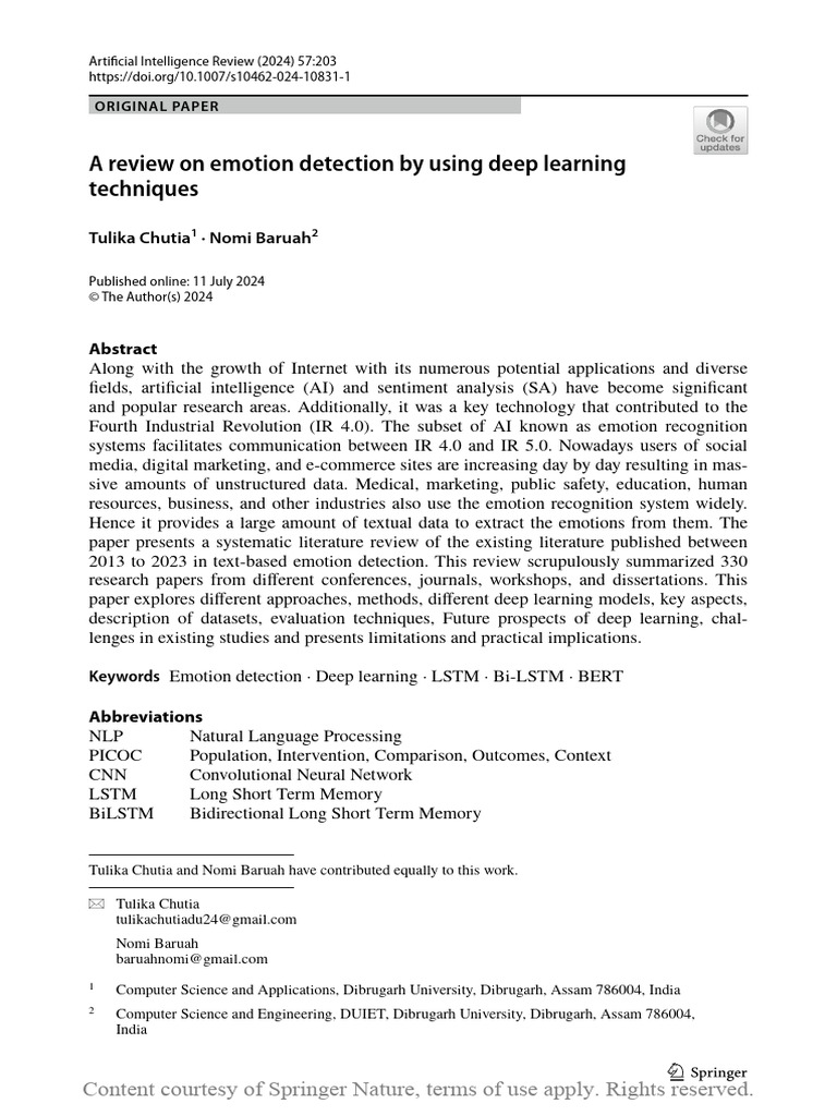 A Review On Emotion Detection by Using Deep Learni | PDF | Support ...