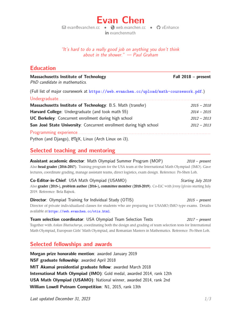CV Example Source 2020 | PDF | Mathematics