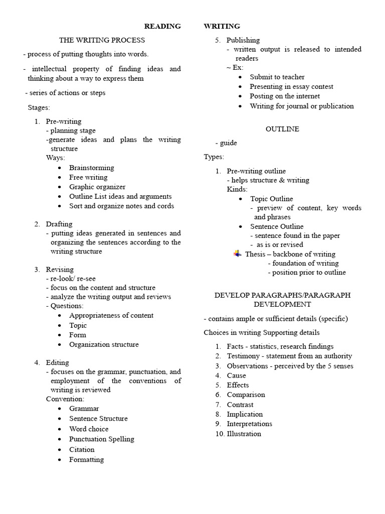 Reading and Writing, 2nd Semester - Quarter 1 | PDF | Sentence (Linguistics) | Idea