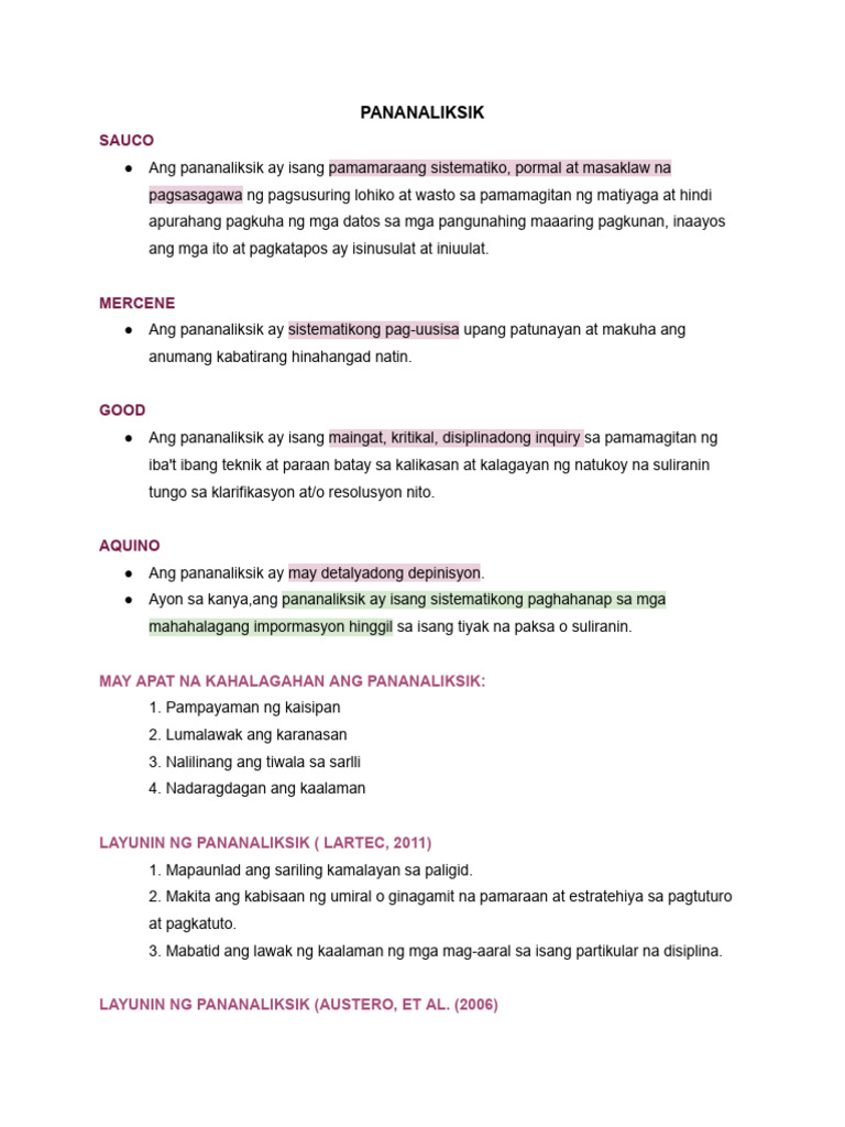 Pagbasa at Pananaliksik, 2nd Semester - Quarter 2 | PDF