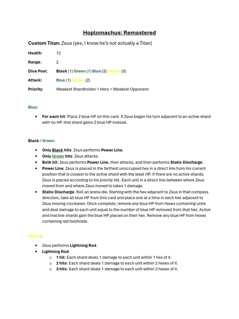 Hoplomachus Remastered Zeus Titan Sheet | PDF | Tabletop Games | Games ...